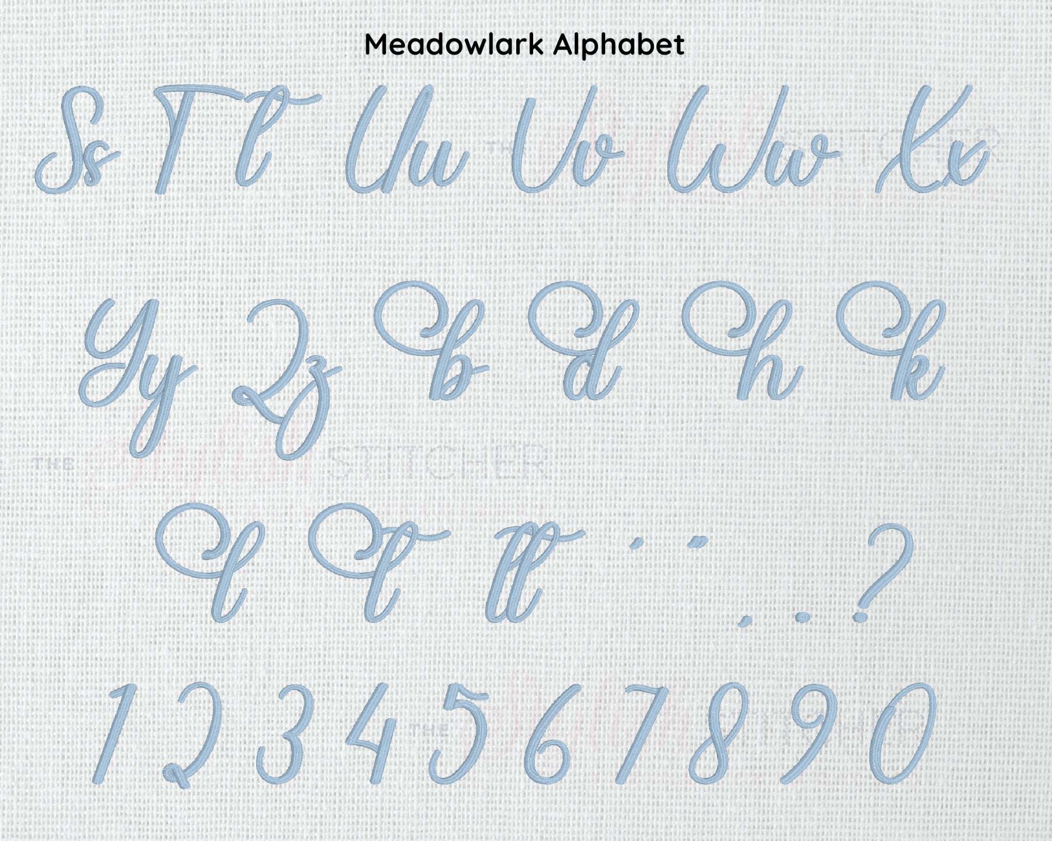 Meadowlark Cursive Embroidery Font for Embroidery Machines – The ...
