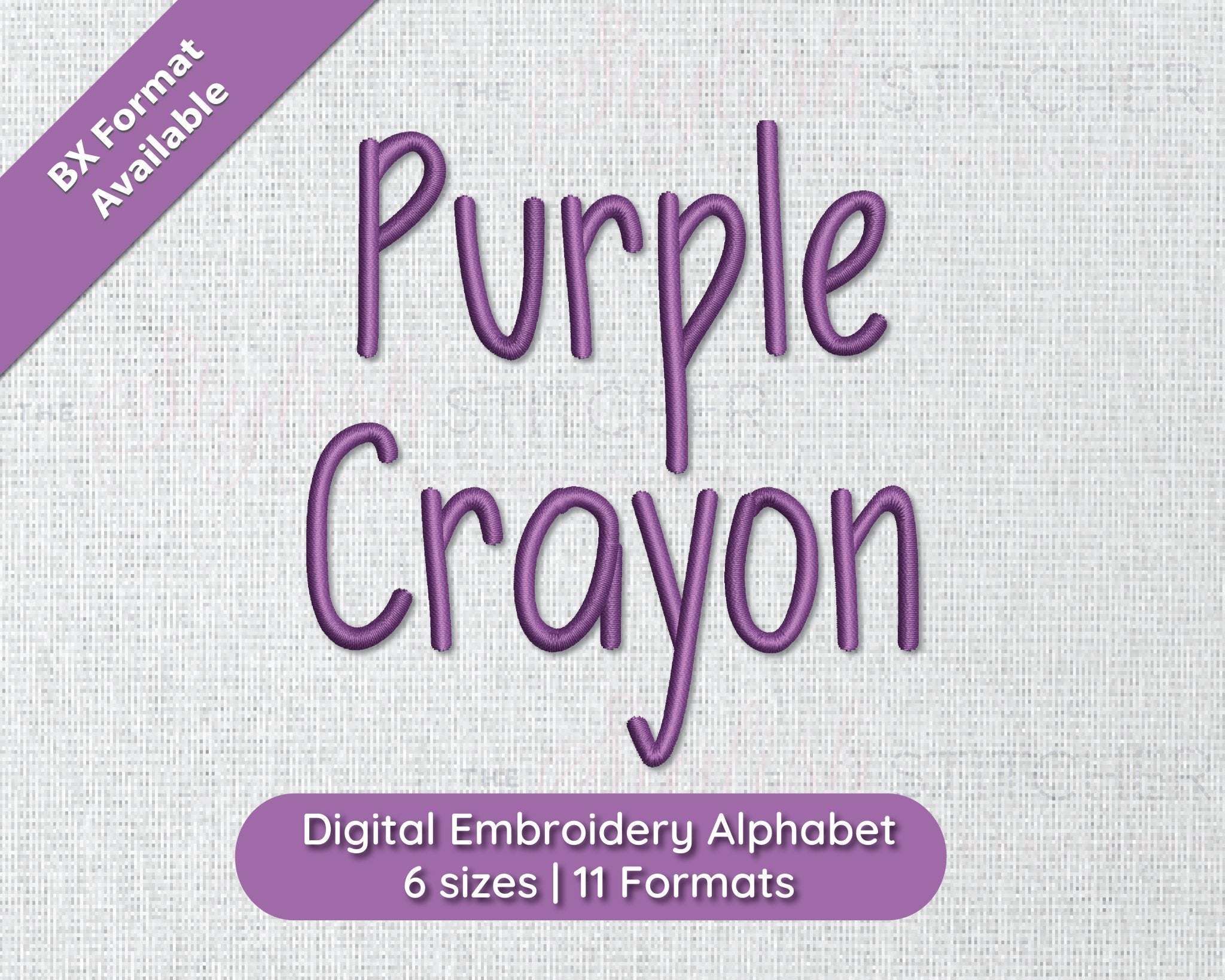 Buy Purple Crayon Embroidery Machine Digital Embroidery Font – The ...