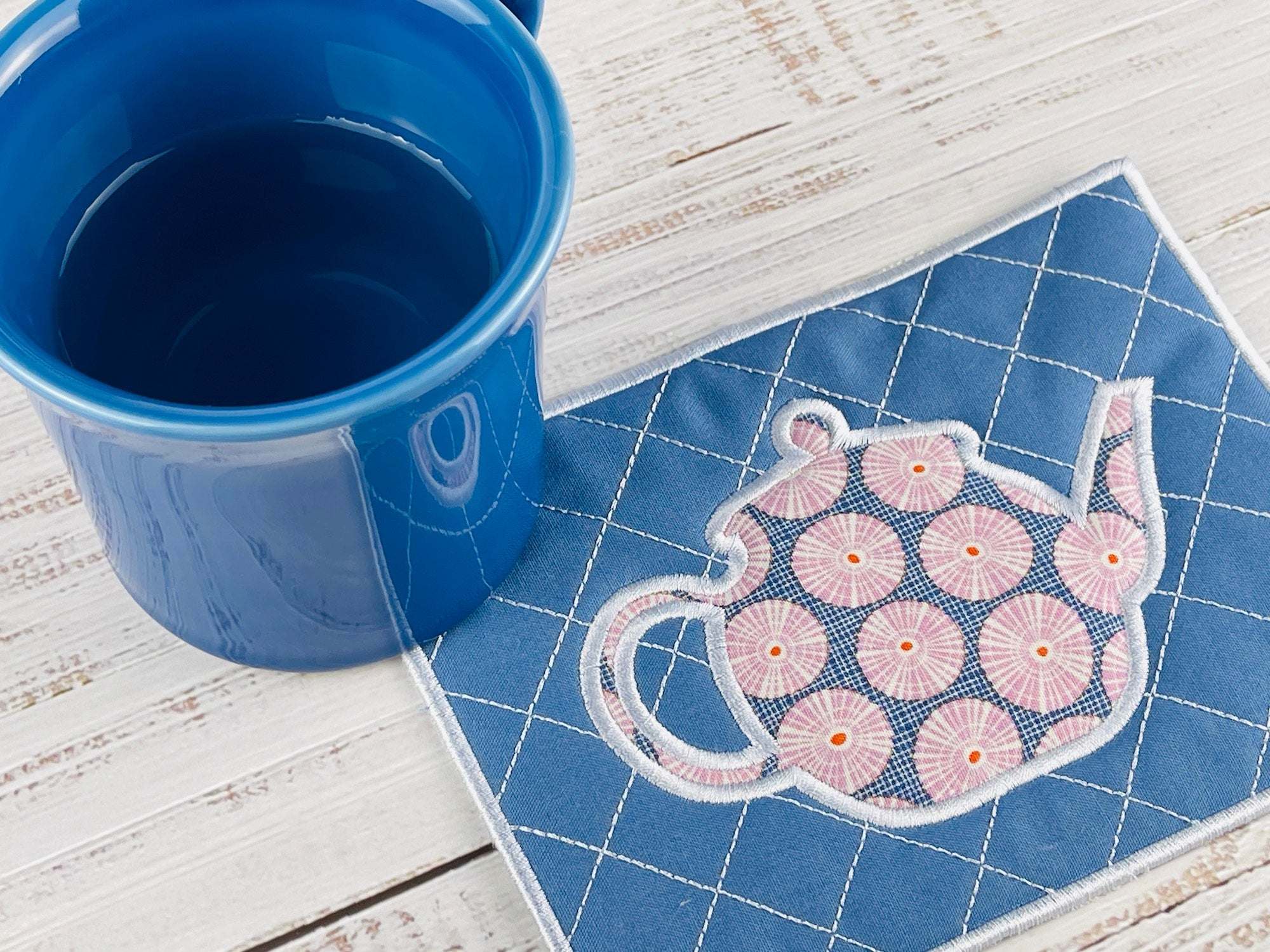Buy Teapot Appliqué Mug Rug (In the Hoop) – The Stylish Stitcher